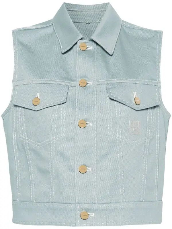 Fendi Ff-motif Denim Gilet