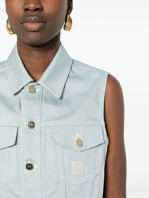 Fendi Ff-motif Denim Gilet