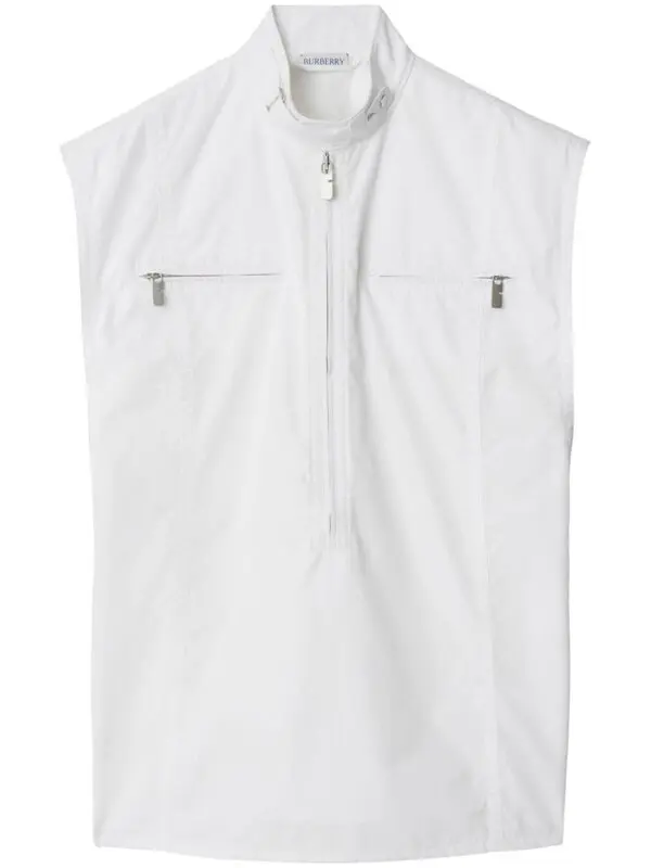 Burberry Half-zip Sleeveless Top - White