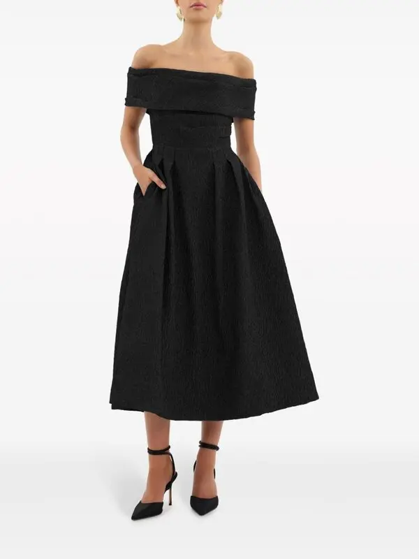 Rebecca Vallance Helene Off-shoulder Midi Dress - Black