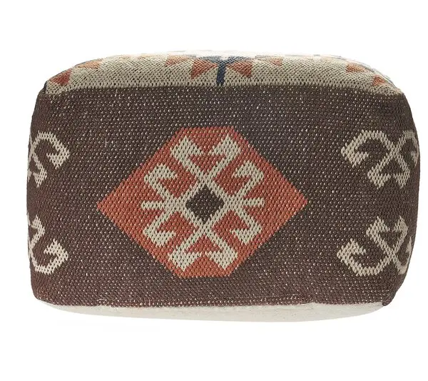 OX BAY TRADING CO. Ox Bay Tribal Hand-woven Cotton Blend Pouf Otto - One-color