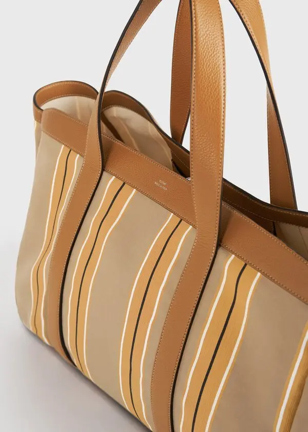 TOTEME Striped Canvas Tote Caramel/cornsilk