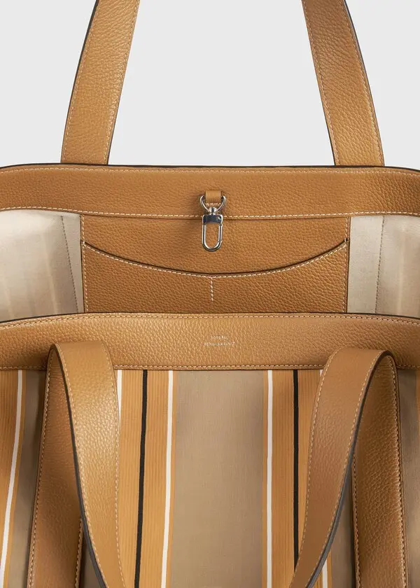 TOTEME Striped Canvas Tote Caramel/cornsilk
