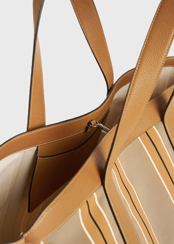 TOTEME Striped Canvas Tote Caramel/cornsilk