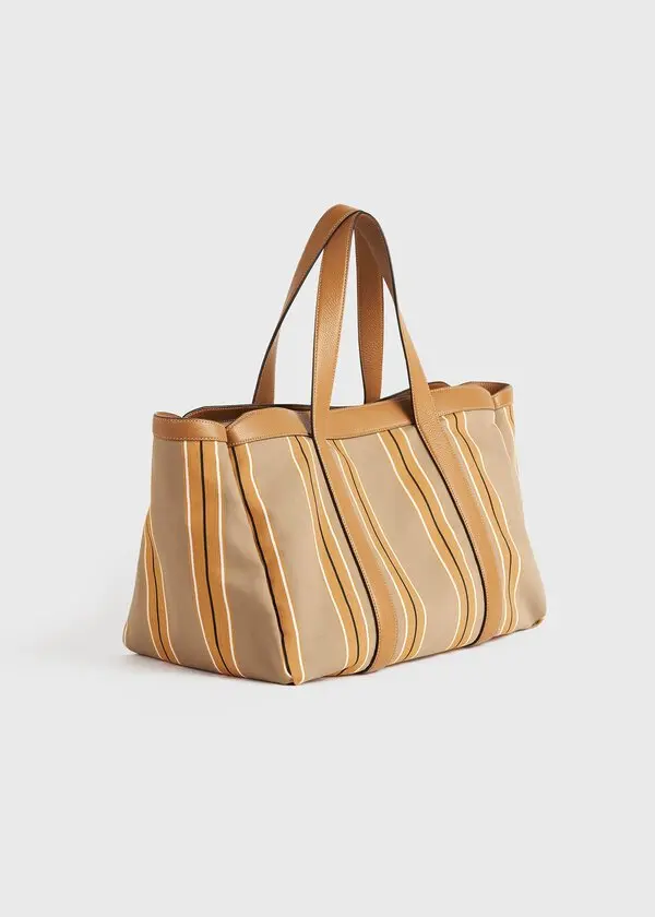 TOTEME Striped Canvas Tote Caramel/cornsilk