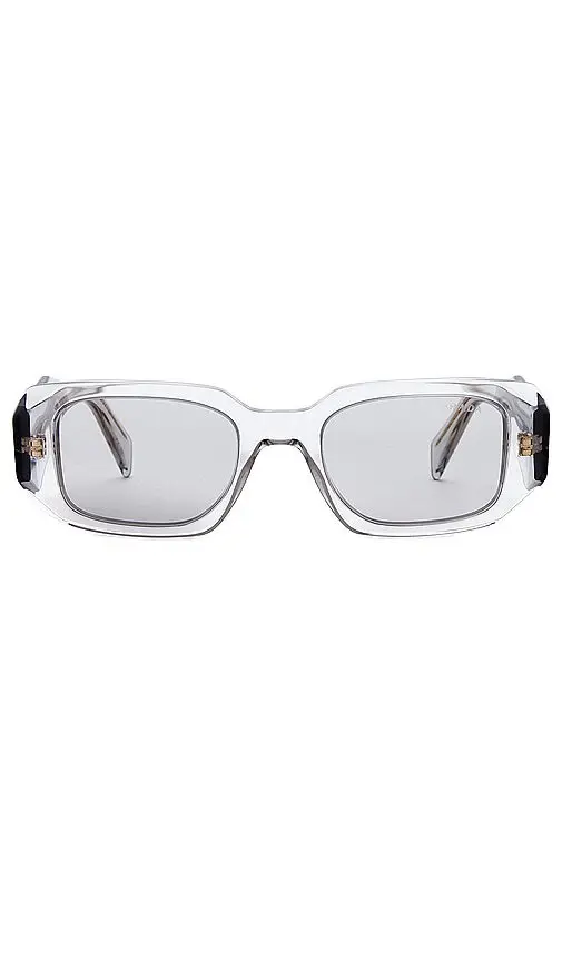 Prada Rectangle Full Rim Sunglasses - Transparent Grey