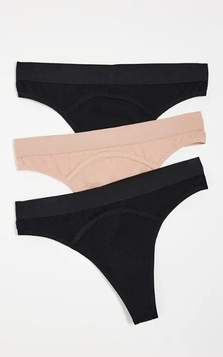 Honeydew Intimates Cyrus Rib Seamless Thong 3 Pack - Black/bon Bon/black