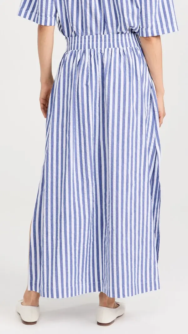 Stateside Puckered Stripe Double Slit Maxi Skirt