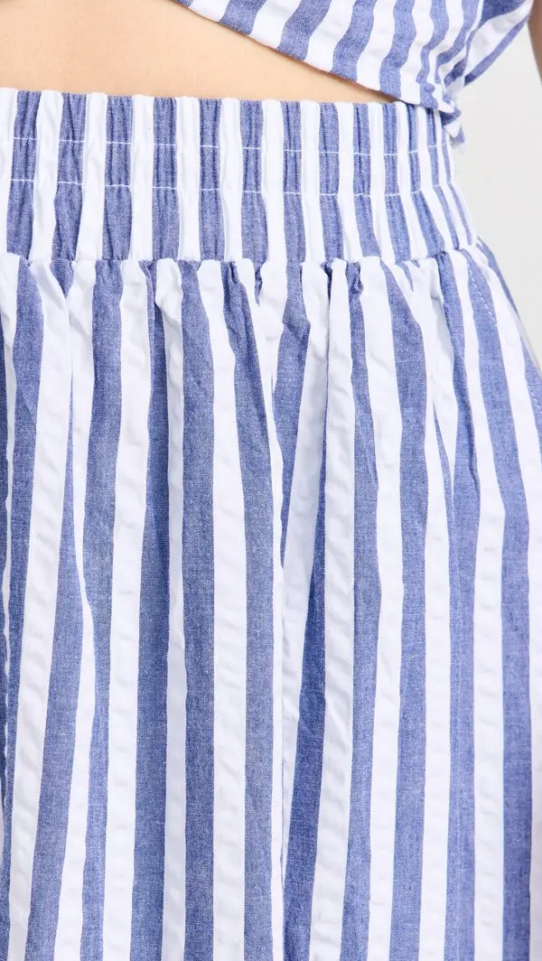 Stateside Puckered Stripe Double Slit Maxi Skirt