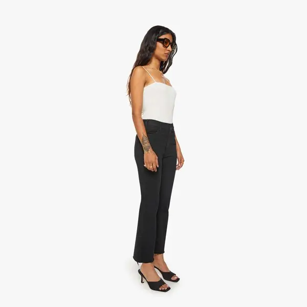 MOTHER Petites The Lil Hustler Ankle Fray Not Guilty Jeans - Black