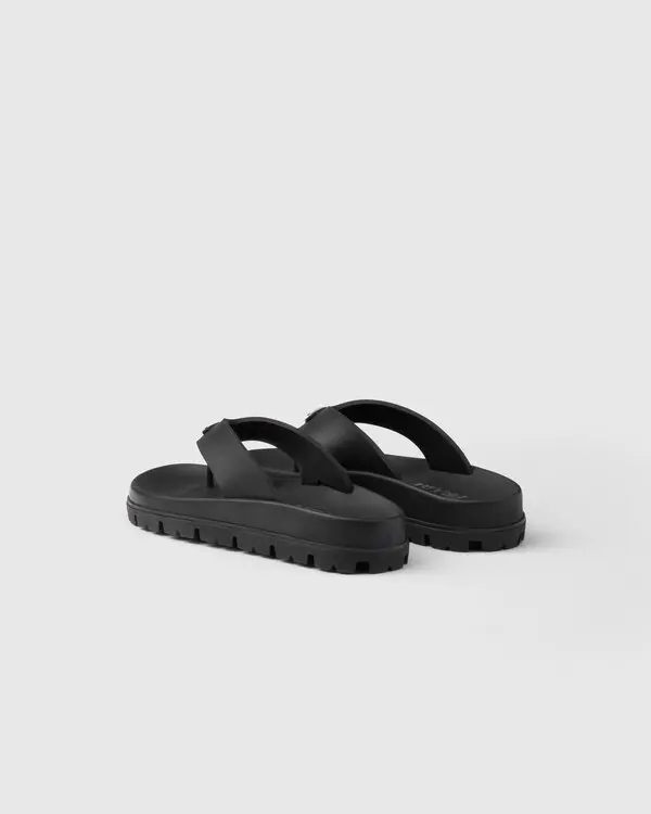 Prada Rubber Thong Sandals - Black