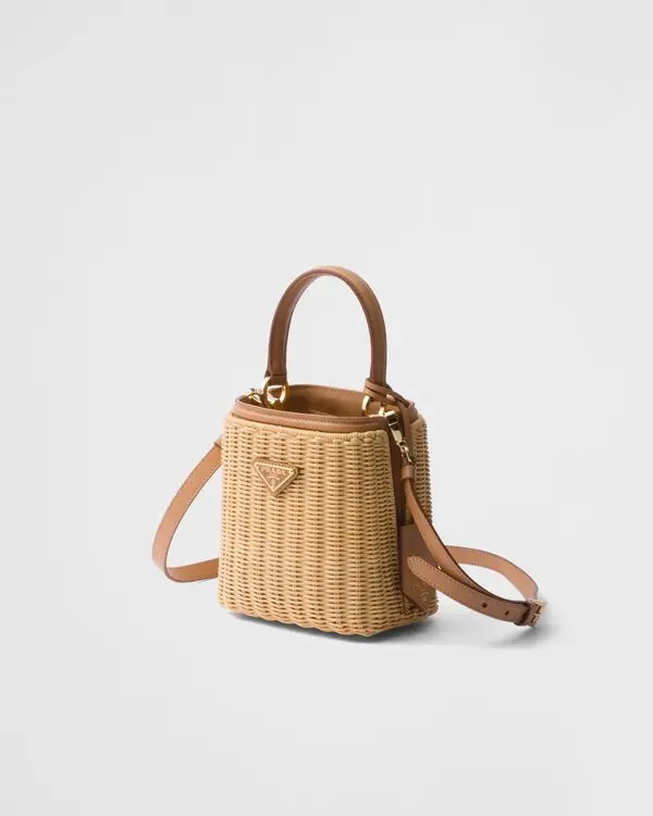 Prada Panier Mini Wicker And Leather Bag