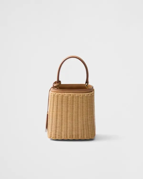 Prada Panier Mini Wicker And Leather Bag