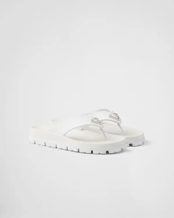 Prada Rubber Thong Sandals - White