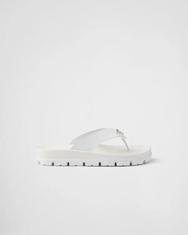 Prada Rubber Thong Sandals - White