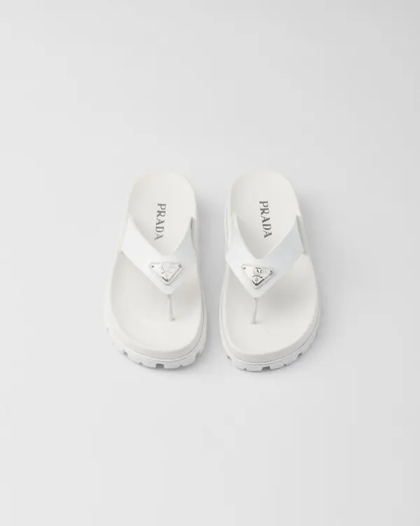 Prada Rubber Thong Sandals - White