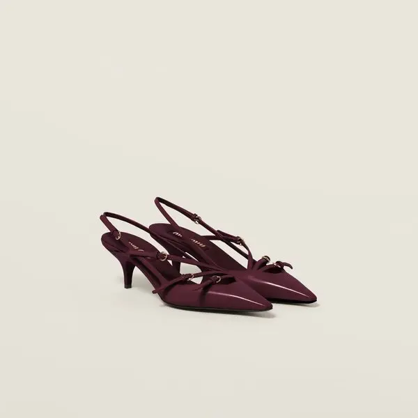Miu Miu Patent Leather Slingbacks With Buckles Crimson