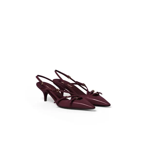 Miu Miu Patent Leather Slingbacks With Buckles - Crimson