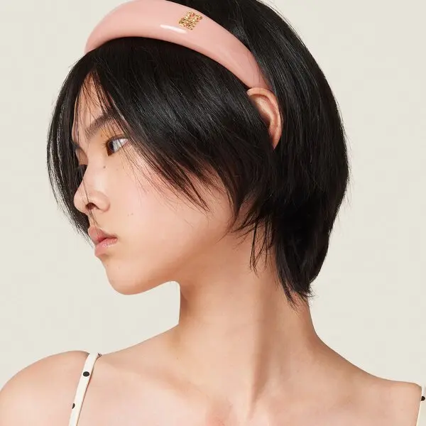 Miu Miu Patent Leather Headband - Camelia | Editorialist