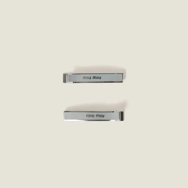 Miu Miu Hair Clip Silver Metal Barrette Blue Miu Miu Hair Clip Silver Metal Barrette Blue main image 3