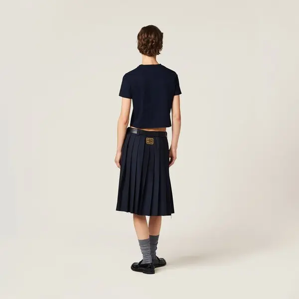 Miu Miu Cotton Jersey T-Shirt - Navy | Editorialist