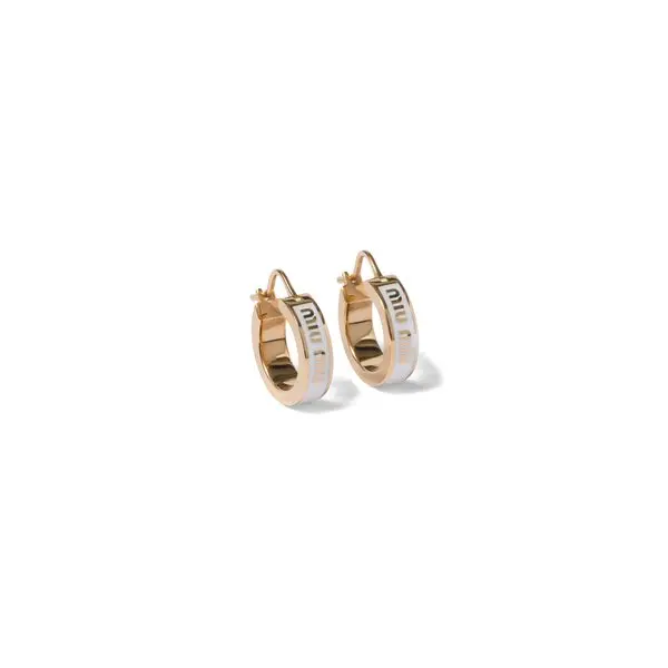 Miu Miu Enameled Metal Earrings - White