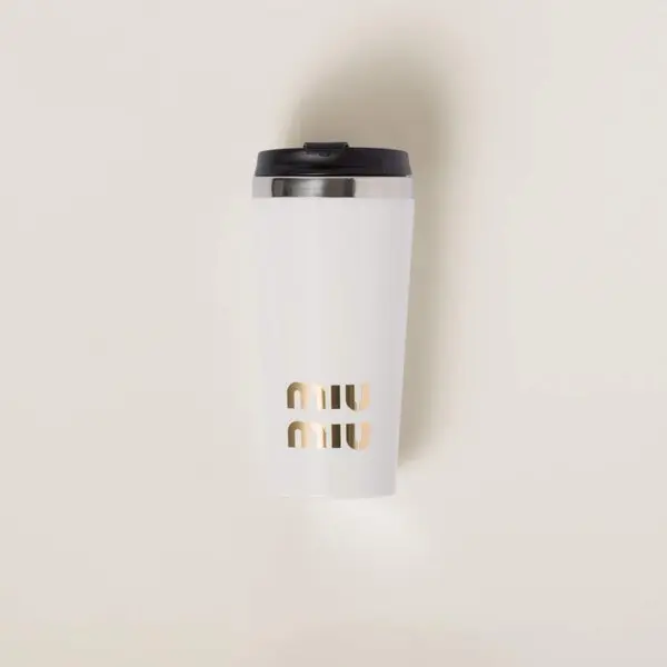 Miu Miu Stainless Steel Thermal Cup, 450 Ml - White/Platinum