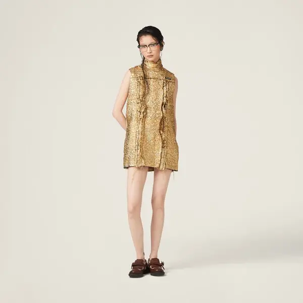 gold lame mini dress Metallic Gold Sculpted Mini Dress 0 / Gold Multi