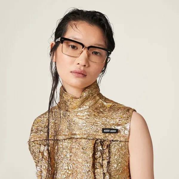 Miu Miu Lamé Cloquet Mini Dress - Gold | Editorialist