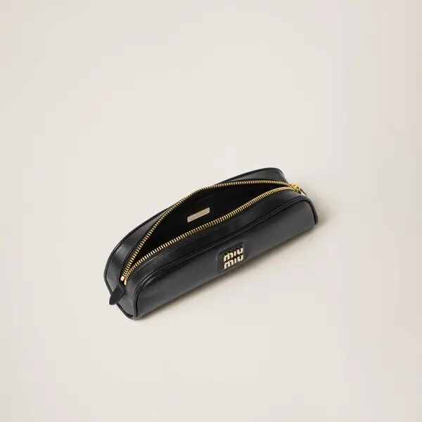 Miu Miu Leather Pencil Case - Black | Editorialist