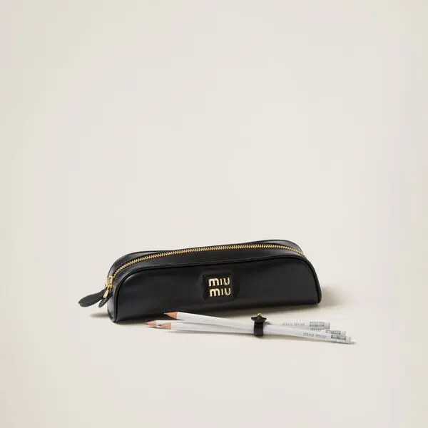Miu Miu Leather Pencil Case - Black | Editorialist