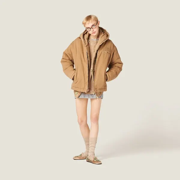 Miu Miu Embroidered Gart-Dyed Gabardine Blouson Jacket - Cord