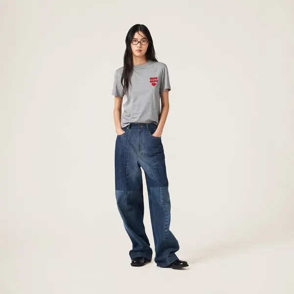Miu Miu Cotton Jersey T-Shirt - Grey | Editorialist