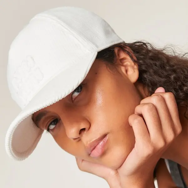 Miu Miu Velvet Baseball Cap - White | Editorialist