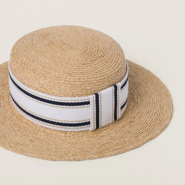 Miu Miu Woven Hat - Tan/White | Editorialist display picture 2