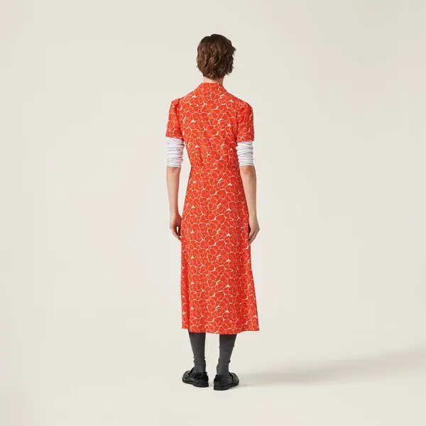 miu miu floral midi dress Miu Miu Floral-Print Laced Silk Midi Dress