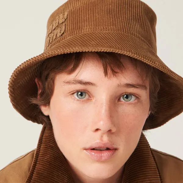Miu Miu Velvet Bucket Hat - Cinnamon | Editorialist display picture 1