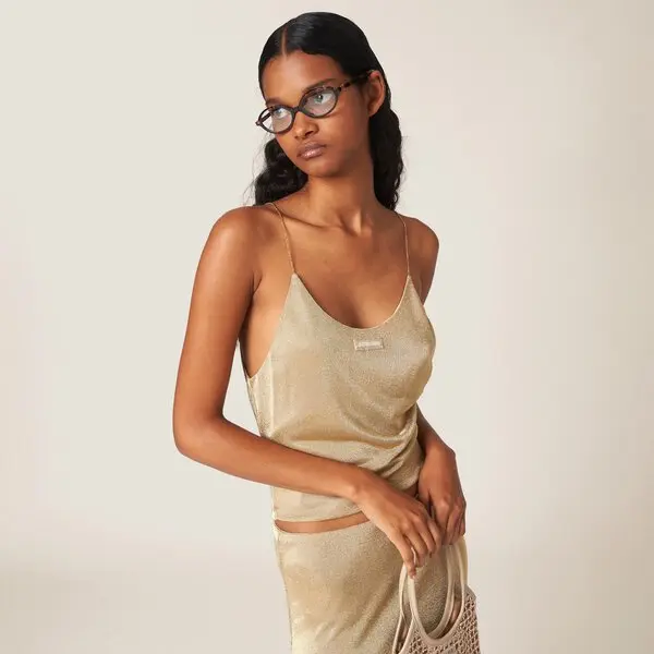 Miu Miu Mesh Top - Gold | Editorialist