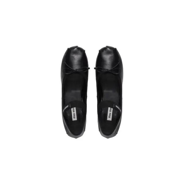 Miu Miu Leather Ballerinas - Black