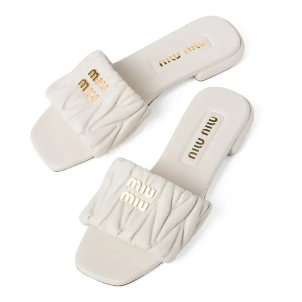 Miu Miu Matelassé Nappa Leather Slides