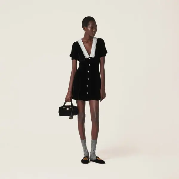 miu miu bow mini dress NET-A-PORTER UK Miu Miu Bow-embellished cutout wool and silk-blend cady mini  dress 1435.00
