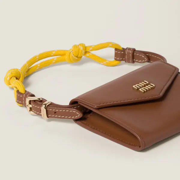 Miu Miu Leather Wallet With Leather And Cord Shoulder Strap