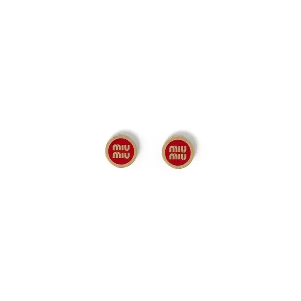 Miu Miu Enameled Metal Earrings - Red