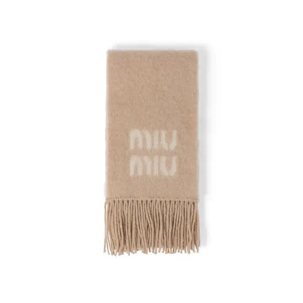 Miu Miu Wool And Mohair Scarf - Natural