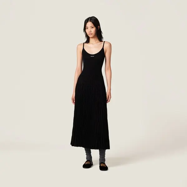 miu miu black knit dress Miu Miu Ribbed Knit Dress - Black
