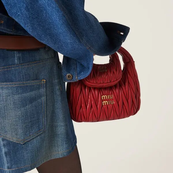 Miu Miu Wander Matelassé Nappa Leather Micro Hobo Bag