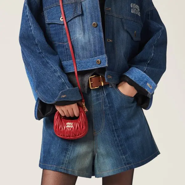 Miu Miu Wander Matelassé Nappa Leather Micro Hobo Bag