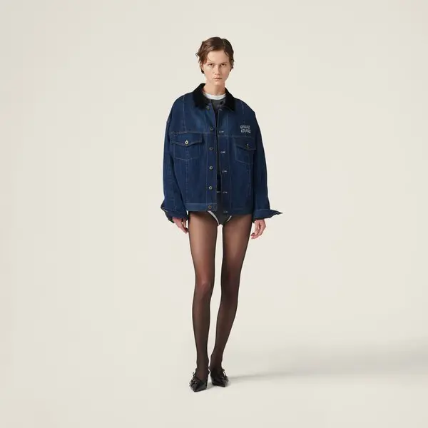00s miu miu Gジャン トラッカージャケット ネイビー　archive Miu Miu Denim Trucker Jacket - Navy | Editorialist