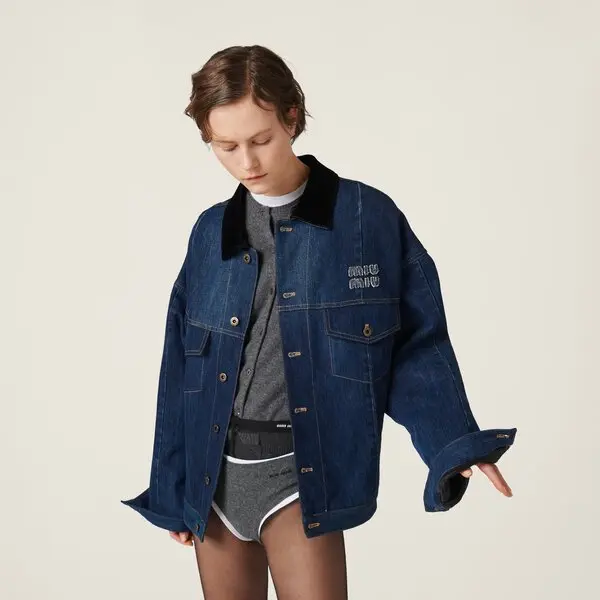 Miu Miu Denim Trucker Jacket - Navy | Editorialist