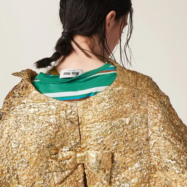 Miu Miu Single-Breasted Cape - Gold | Editorialist